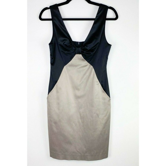 Yoana Baraschi | Dresses | Yoana Baraschi Taupe Satin Cocktail Dress Bow | Poshmark